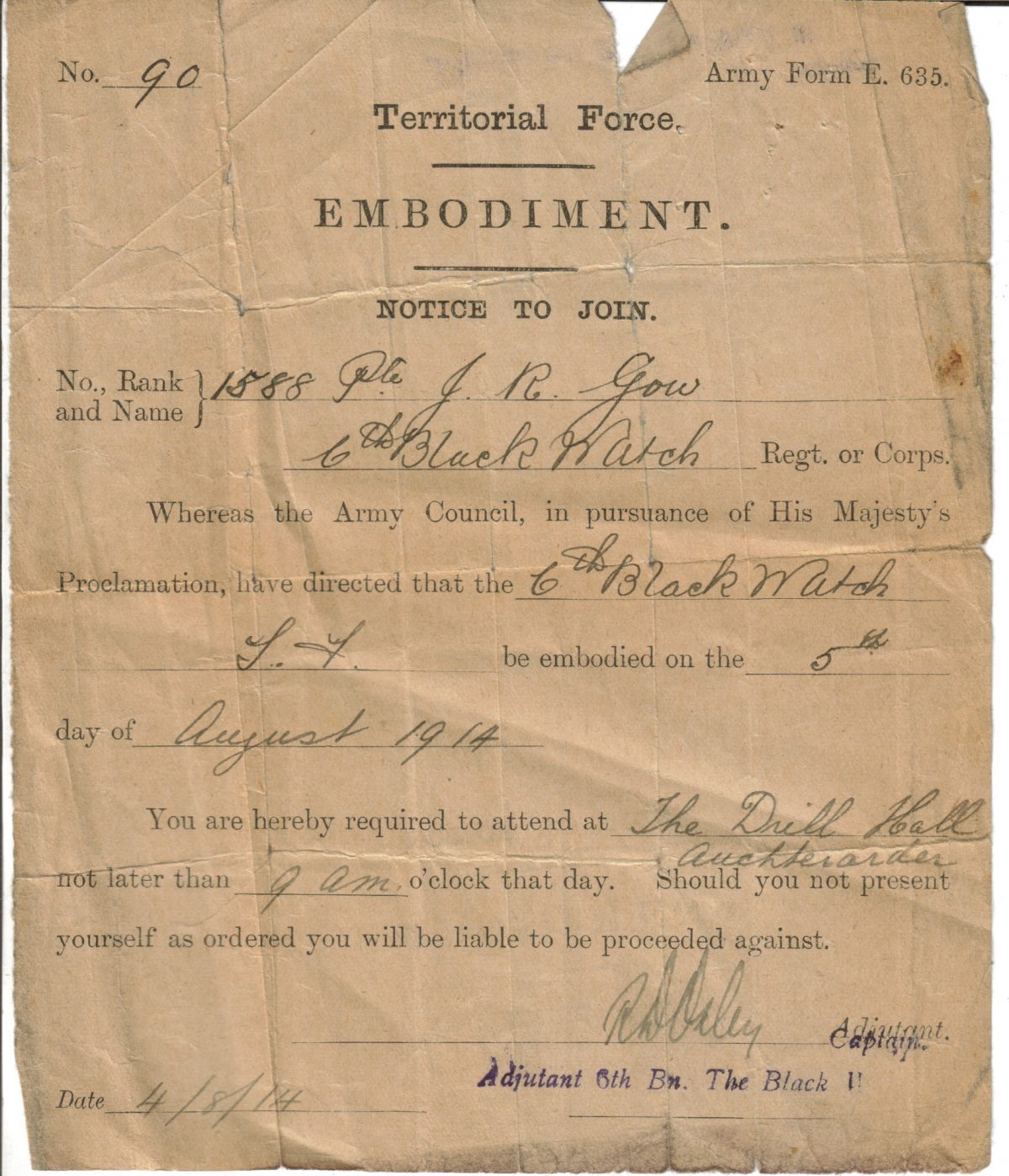 Mobilisation in WW1 - Aberfeldy Museum